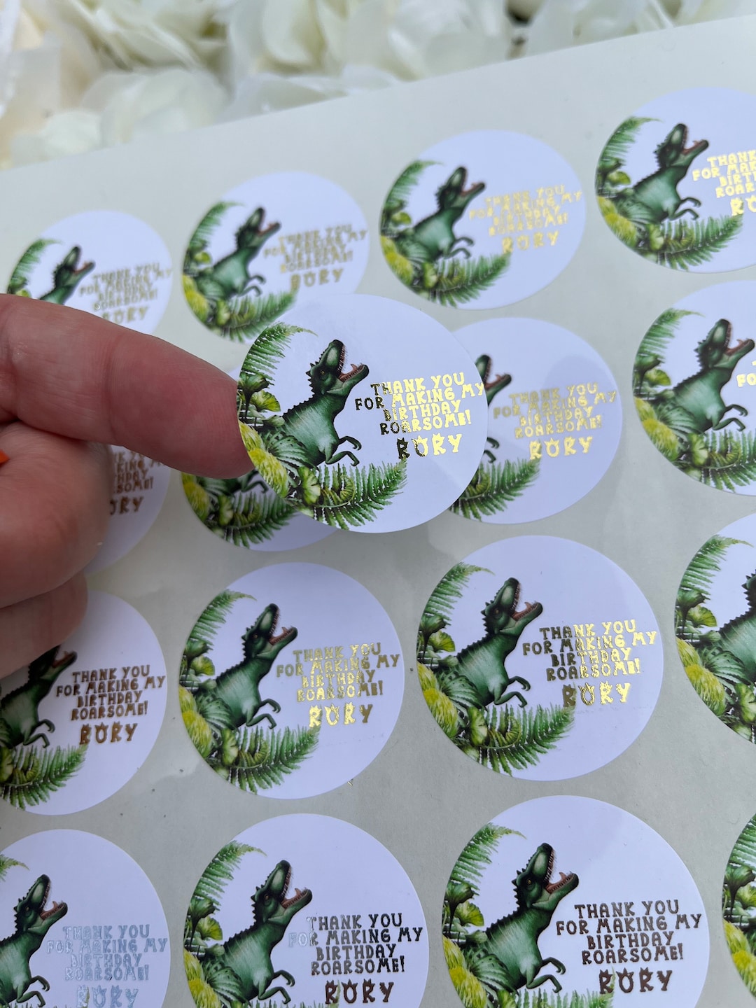 Personalised Dinosaur Thank You Stickers: Foiled Party Favour Labels - Etsy