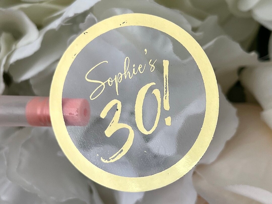 Transparent Personalised 30th Birthday Stickers, Thank You for Coming ...