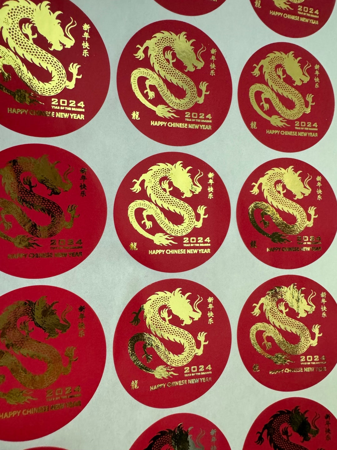 Chinese New Year Stickers, Gold Stickers, Round Stickers, Year of the ...