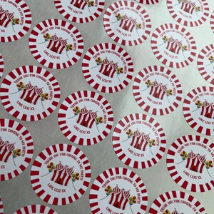 Personalised Circus Themed Party Stickers•traditional Circus Theme ...