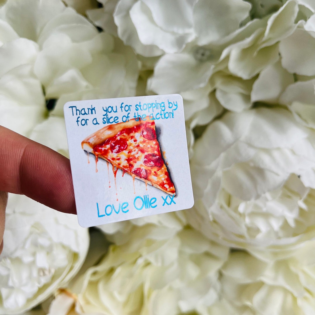 Personalised Pizza Party Birthday Stickers, Thank You for Coming to My ...