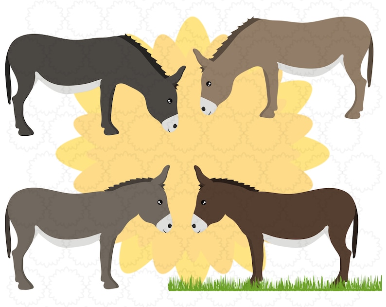Donkeys Clipart | Donkey Clip Art | Donkey Graphics | Instant Download ...