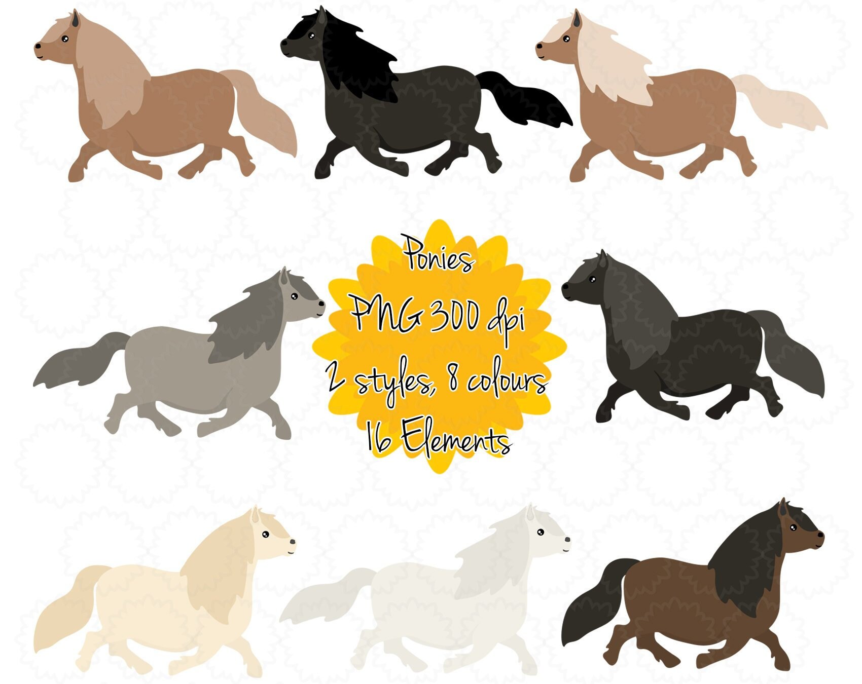 Trotting Ponies Clipart | Pony Clipart | Pony Graphics | Pony Printable ...