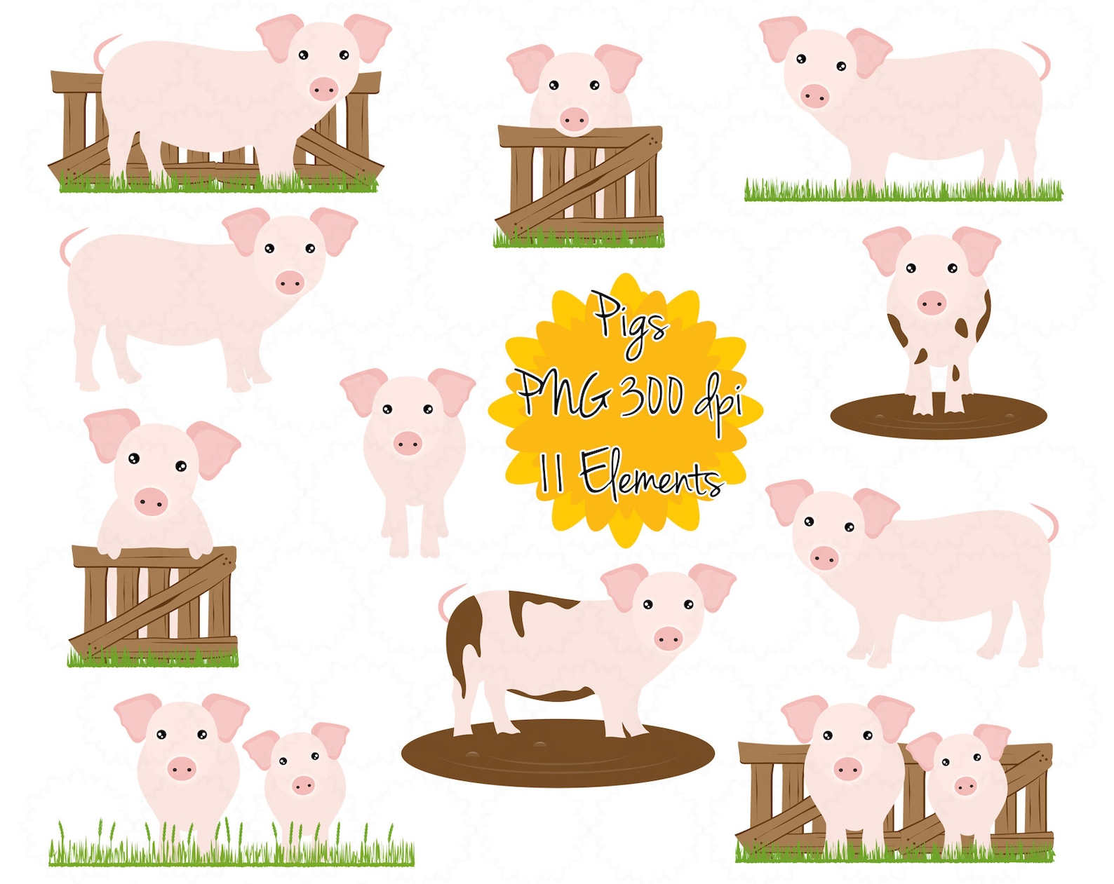 Pig Clipart | Pig Graphics Png | Cute Pig Download | Pig in Mud ...