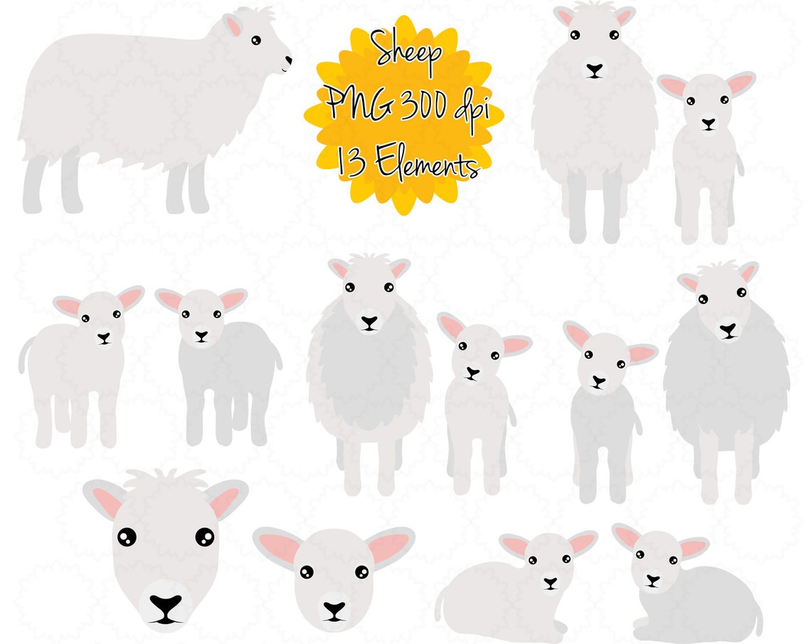 Sheep & Lamb Clipart | Sheep Graphics | Lambs Printable | Instant ...