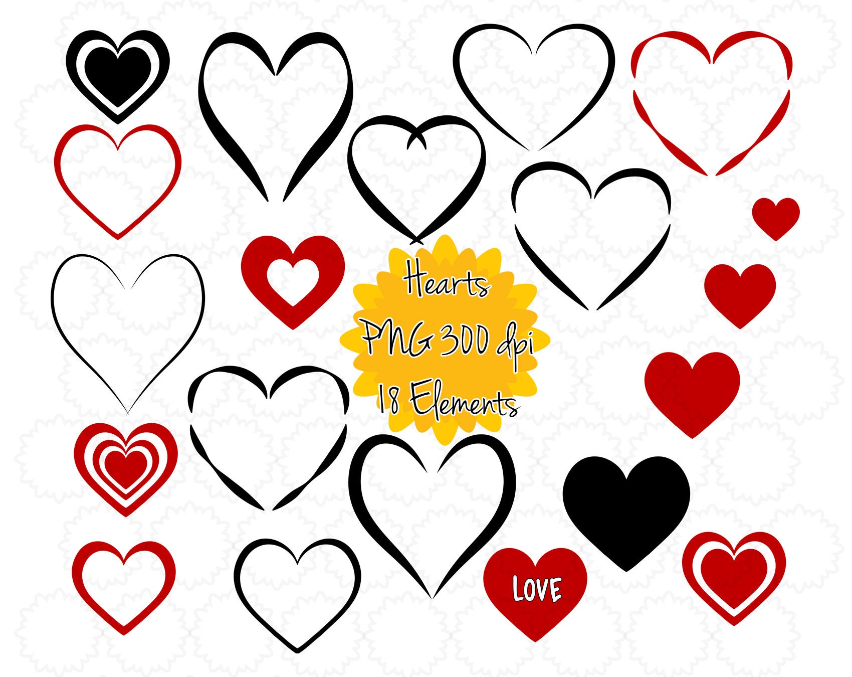 Black And Red Hearts Clipart