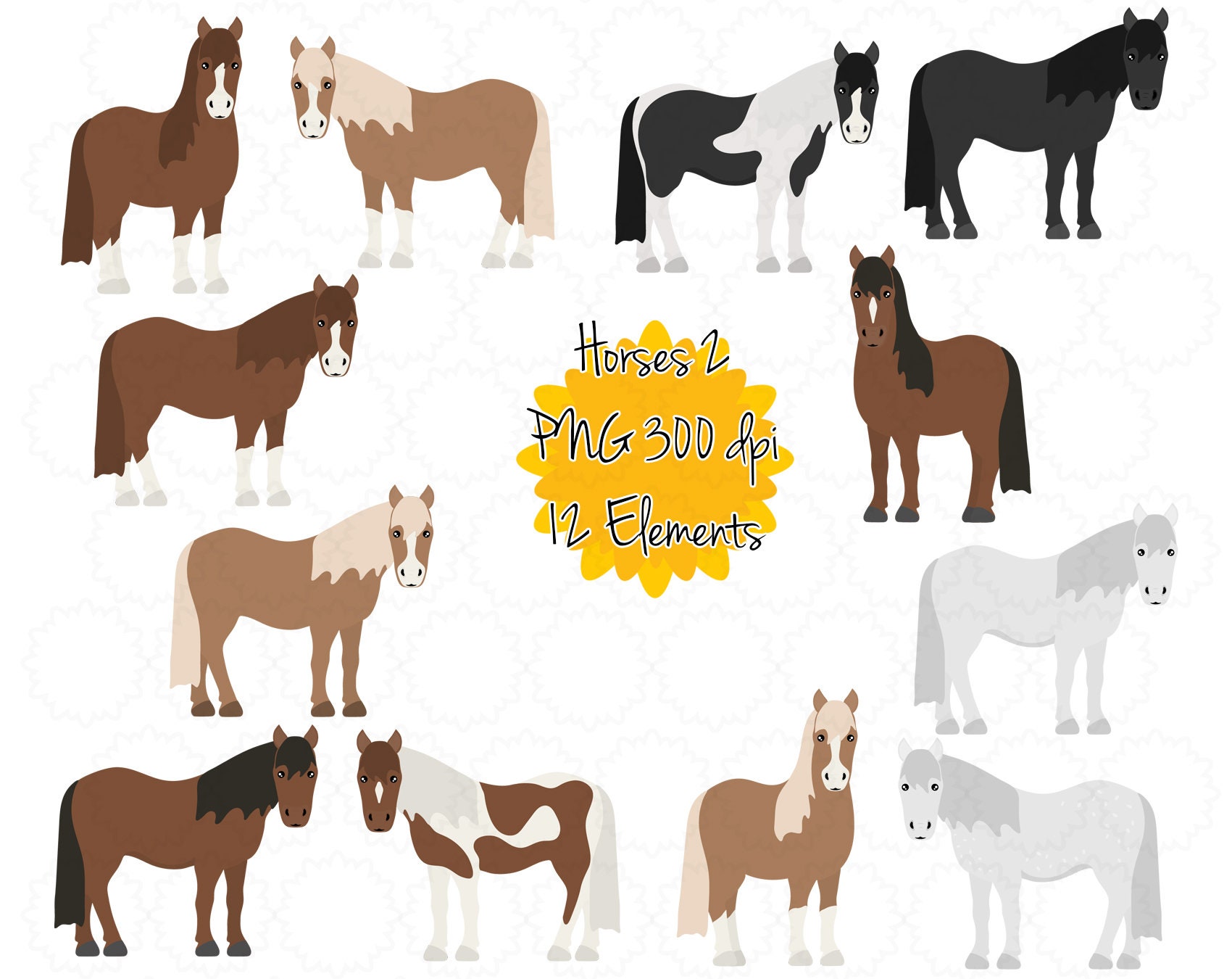 Horses Clipart | Pony Clip Art | Horse Graphic Png | Instant Download ...