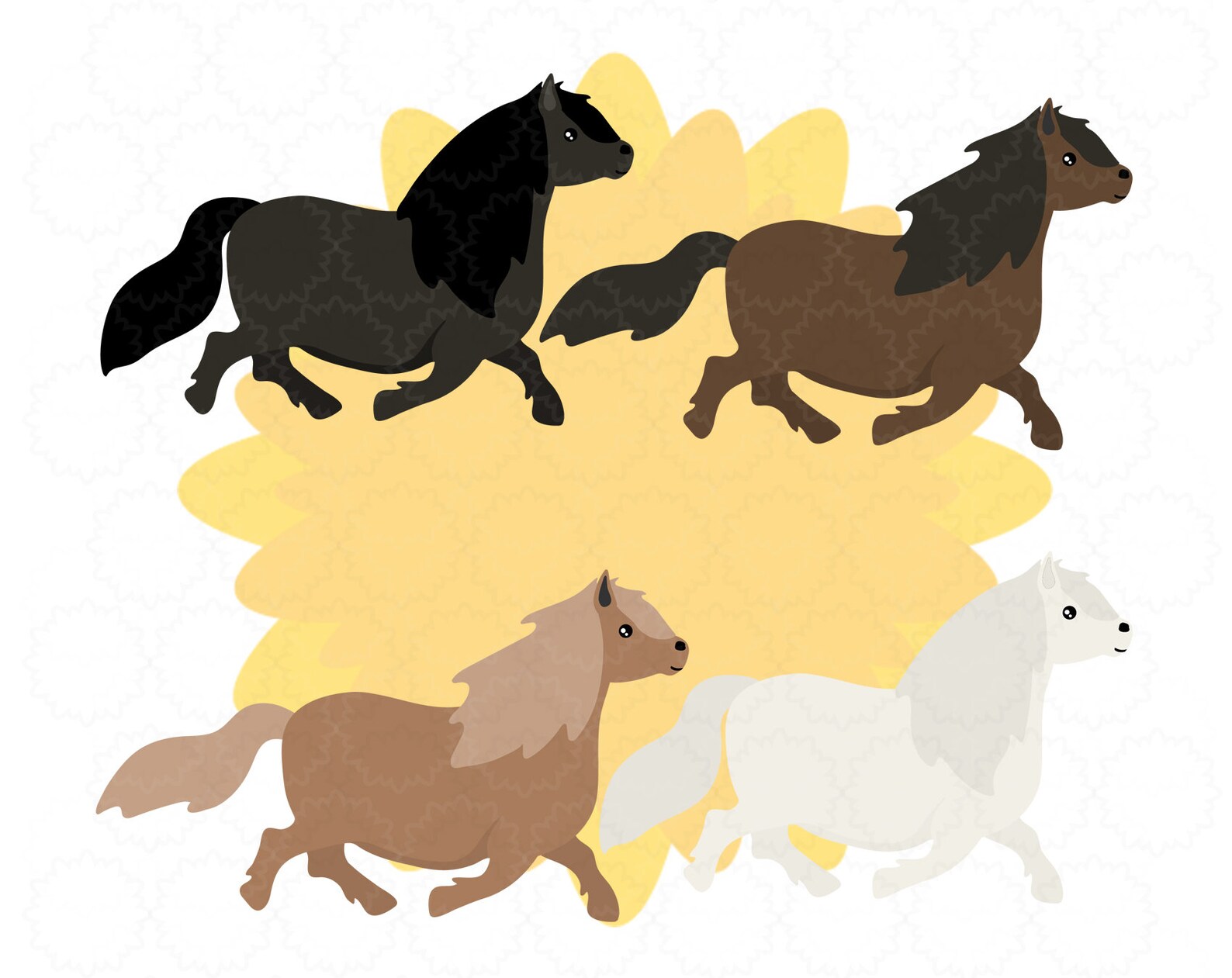 Trotting Ponies Clipart | Pony Clipart | Pony Graphics | Pony Printable ...