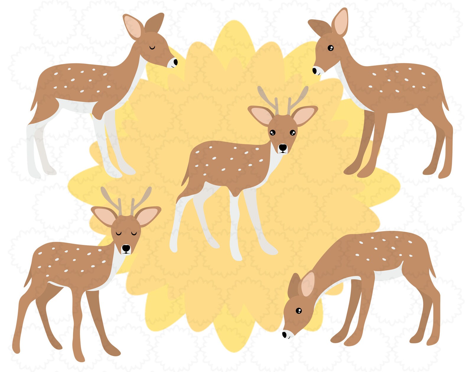 Deer Clipart Fallow Deer Clip Art Deer Graphics Deer Printable Instant Download Deer