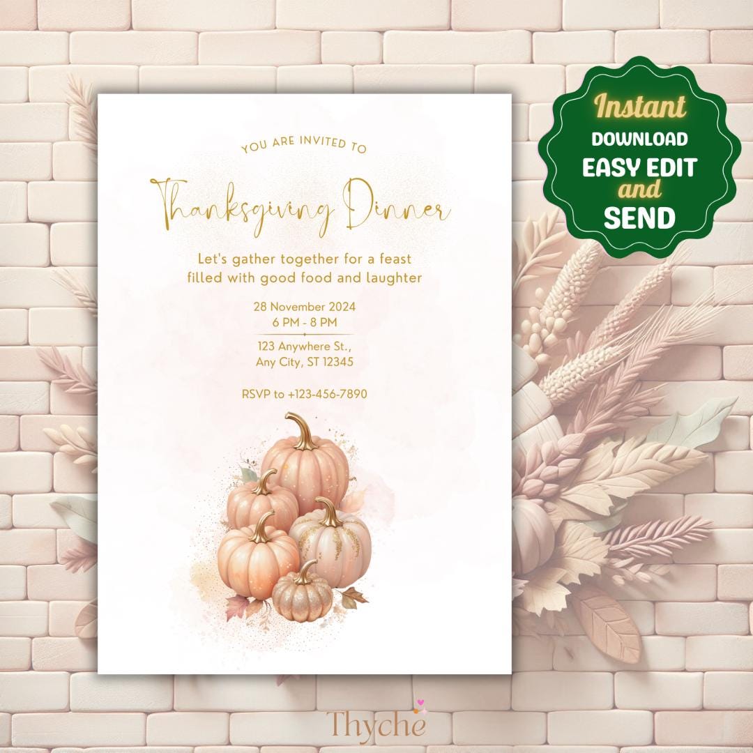 Editable Thanksgiving E-invite | Digital Thanksgiving Event Invitations ...