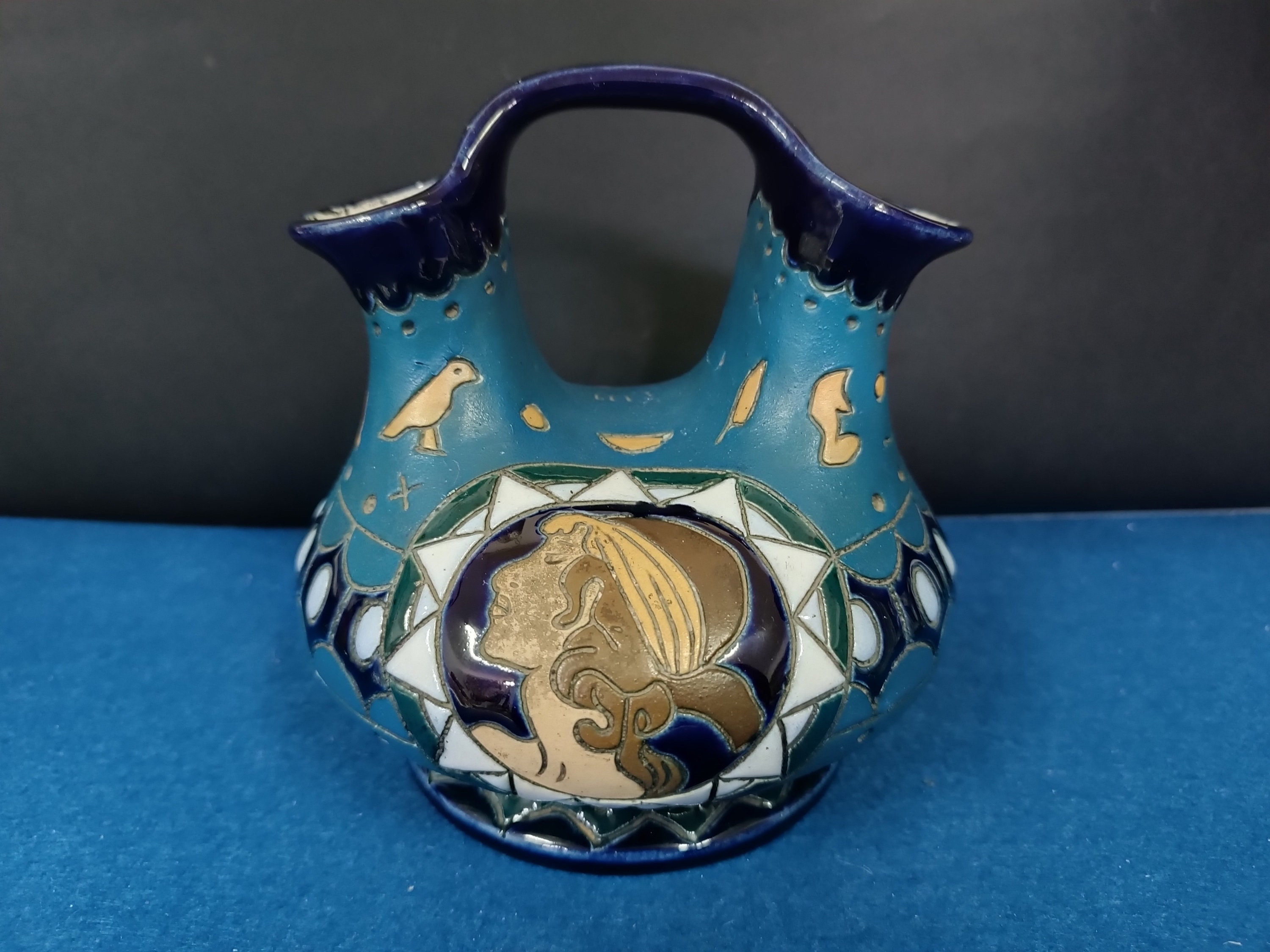 Unusual Beautiful Art Deco 1920s Czech Amphora Pottery Jug Vase Double ...