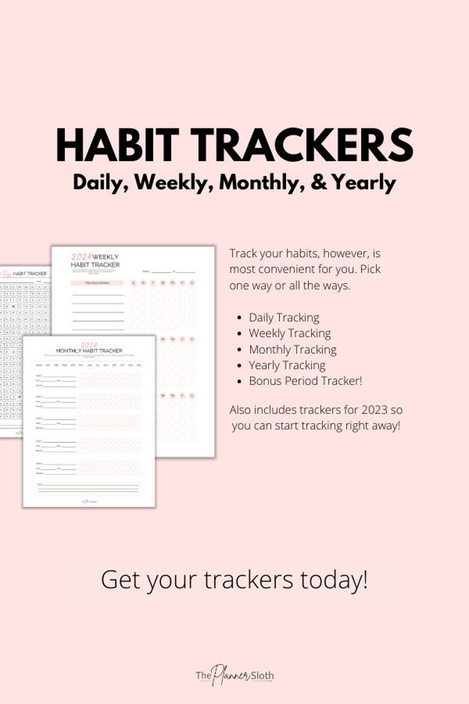 Habit Tracker Printable | Habit Tracker Bundle Printable | Habit ...