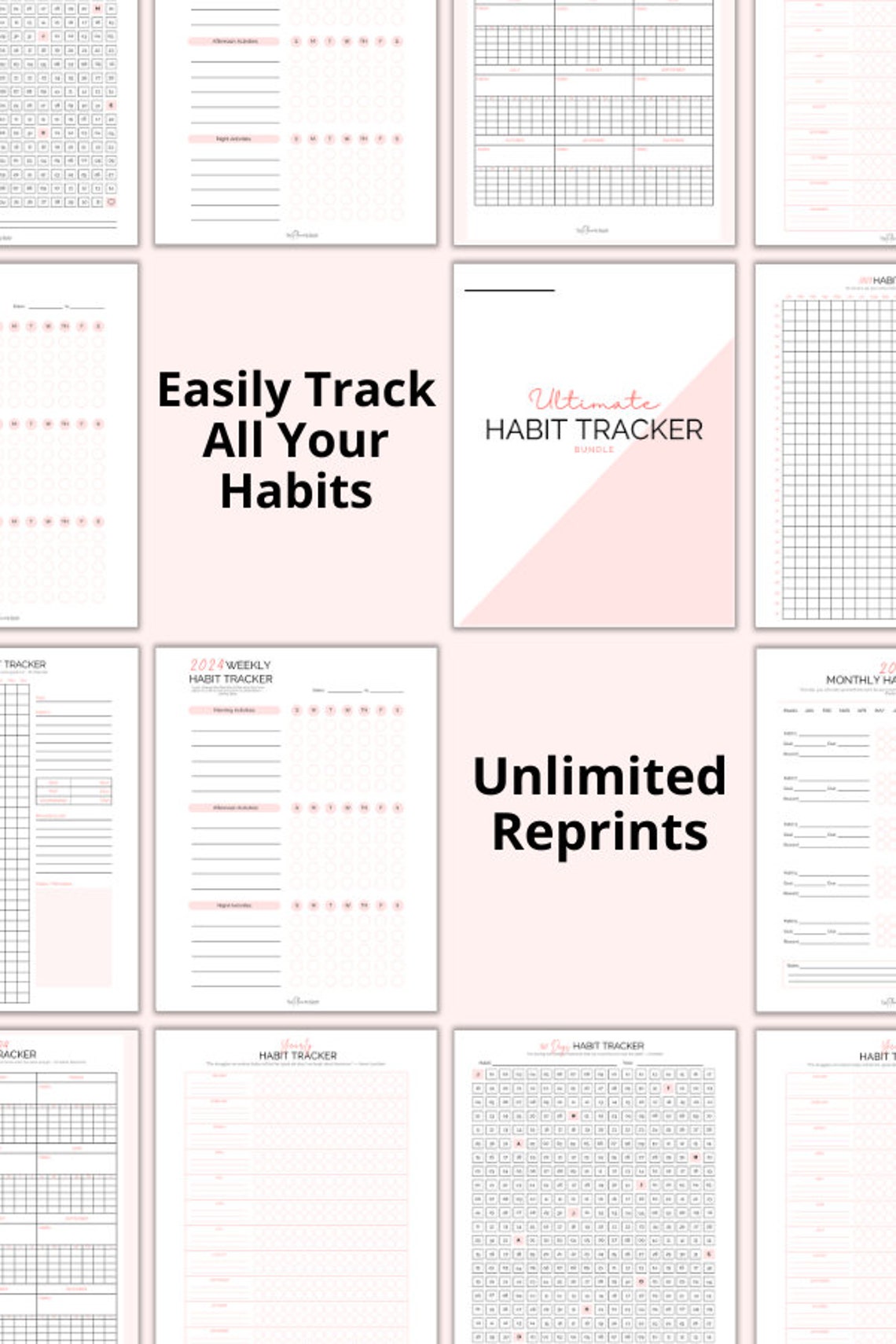Habit Tracker Printable | Habit Tracker Bundle Printable | Habit ...