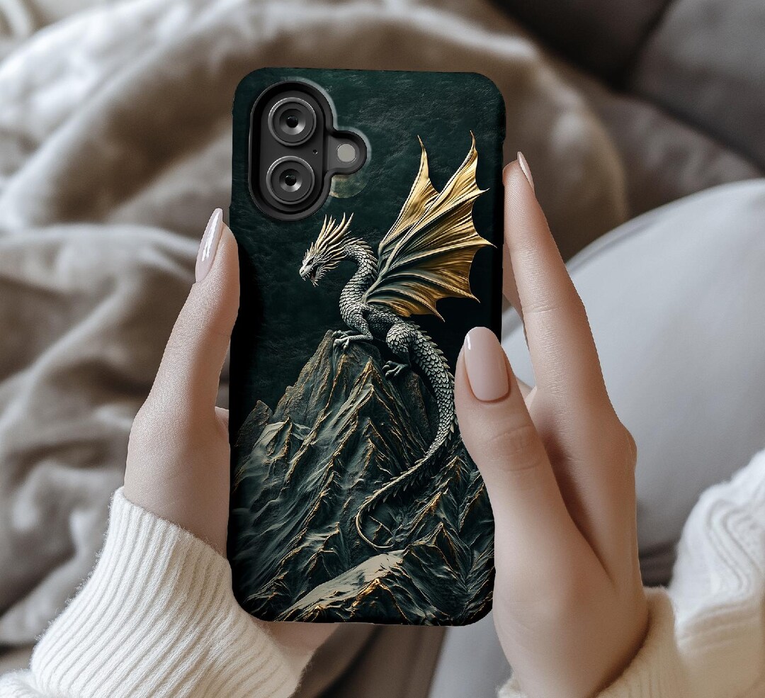 Golden Winged Dragon Phone Case – Dark Fantasy 3D Mythical Creature ...