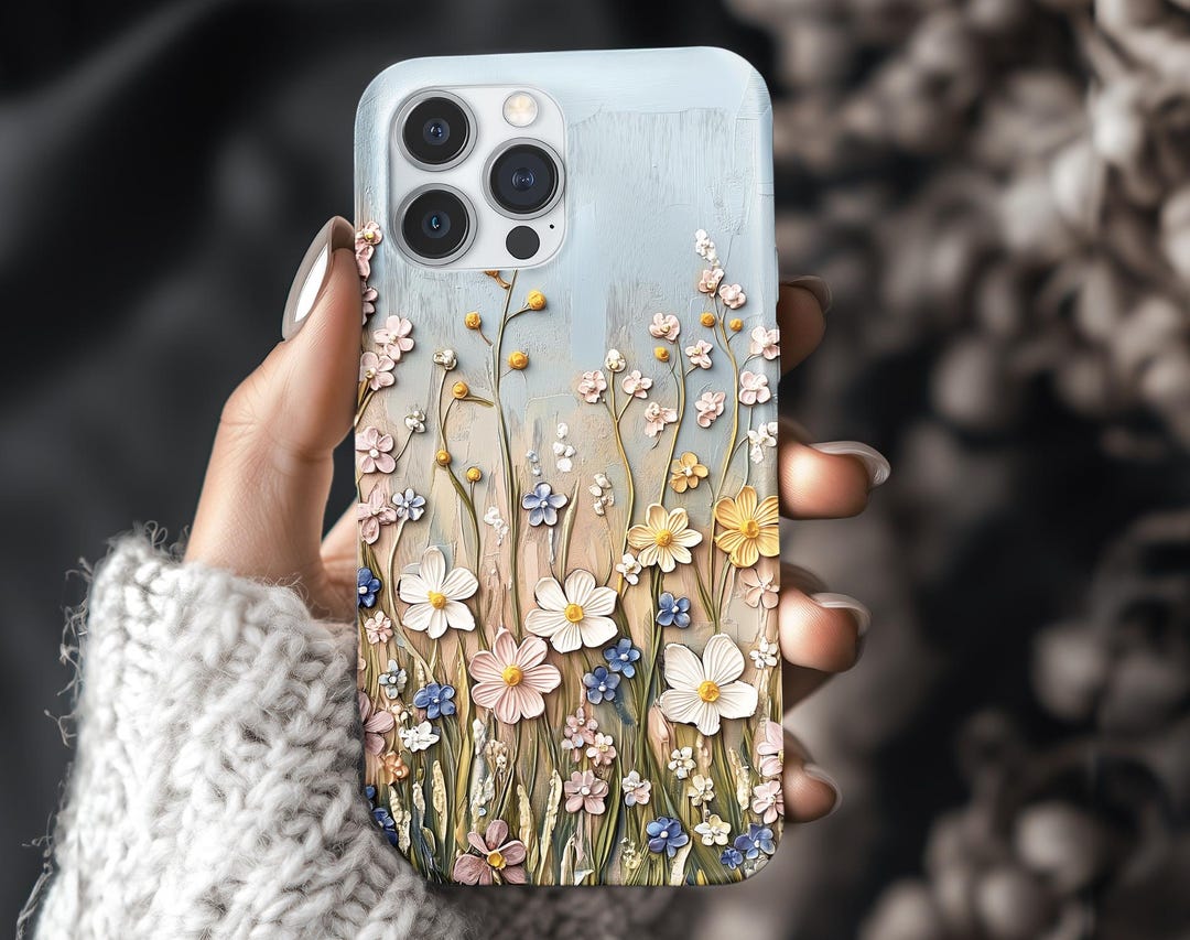 Pastel Wildflower 3D Art Look Phone Case | Delicate Floral Meadow ...