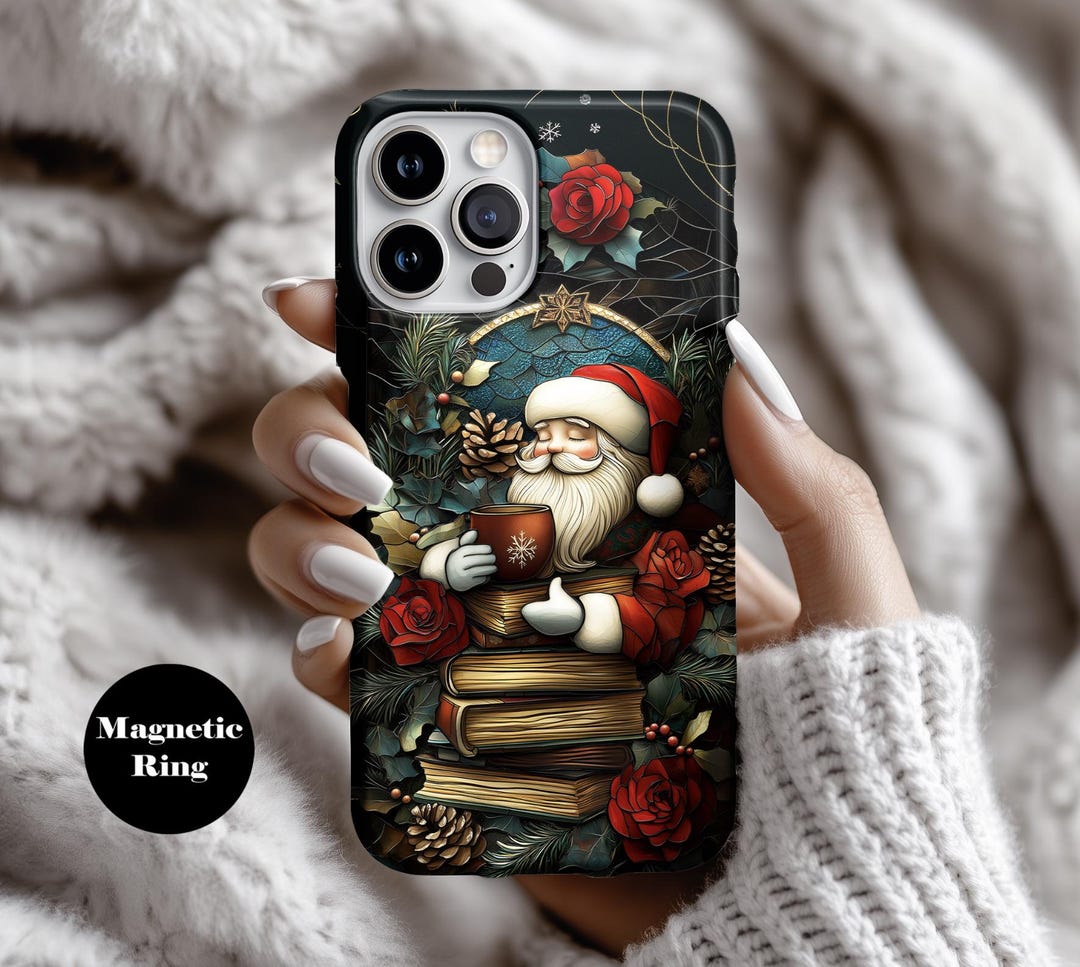Santa Claus Stained Glass iPhone Case – Magsafe Christmas Phone Cover ...