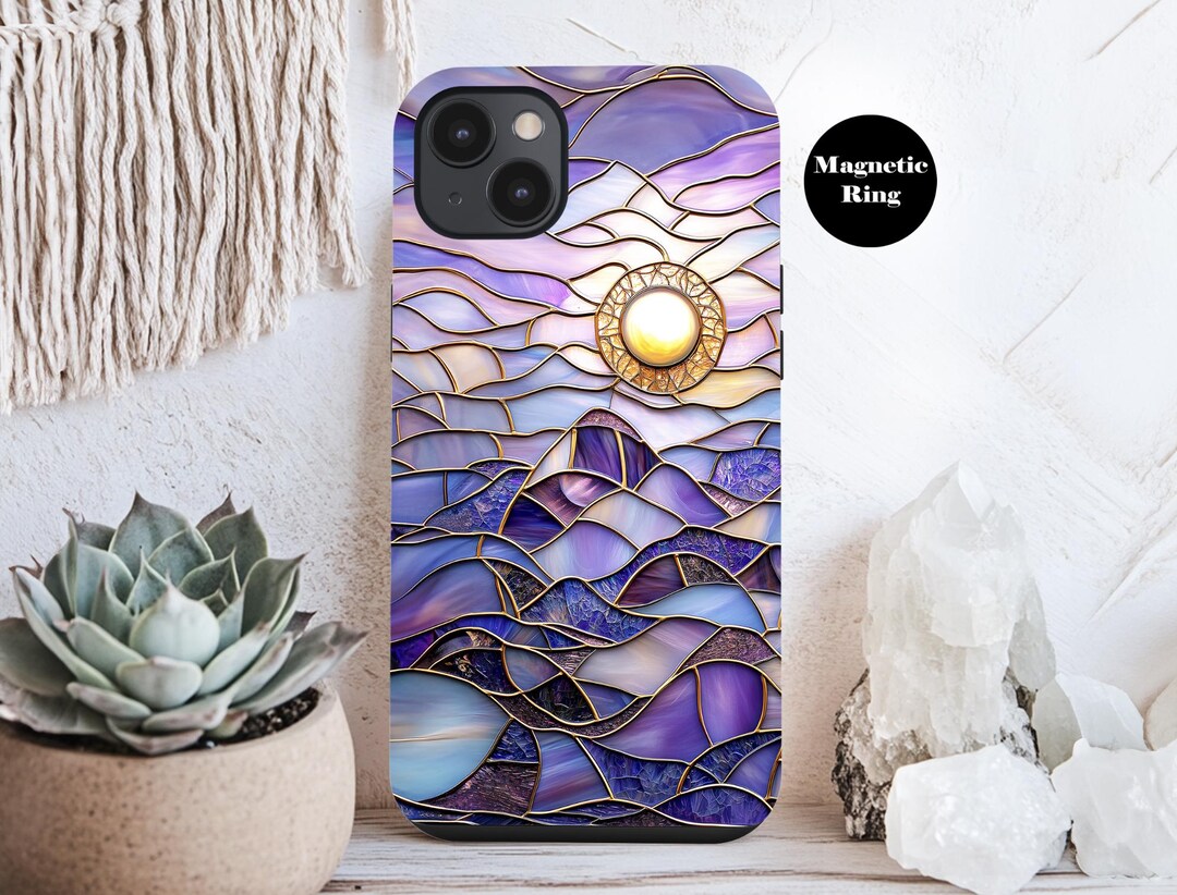 Stained Glass Sunrise Mountain iPhone Case | Magsafe Compatible ...