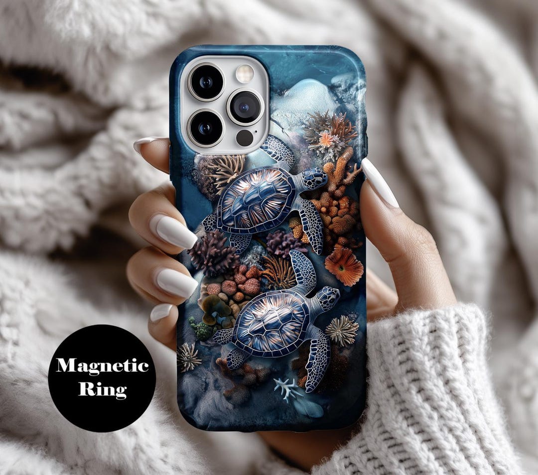 Magsafe Sea Turtle iPhone Case, 3D Ocean Reef Design, Marine Wildlife ...