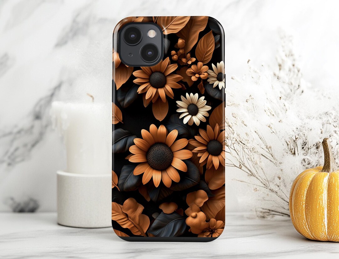 3D Sunflower Autumn Floral Phone Case – Cozy Fall Aesthetic Pumpkin ...