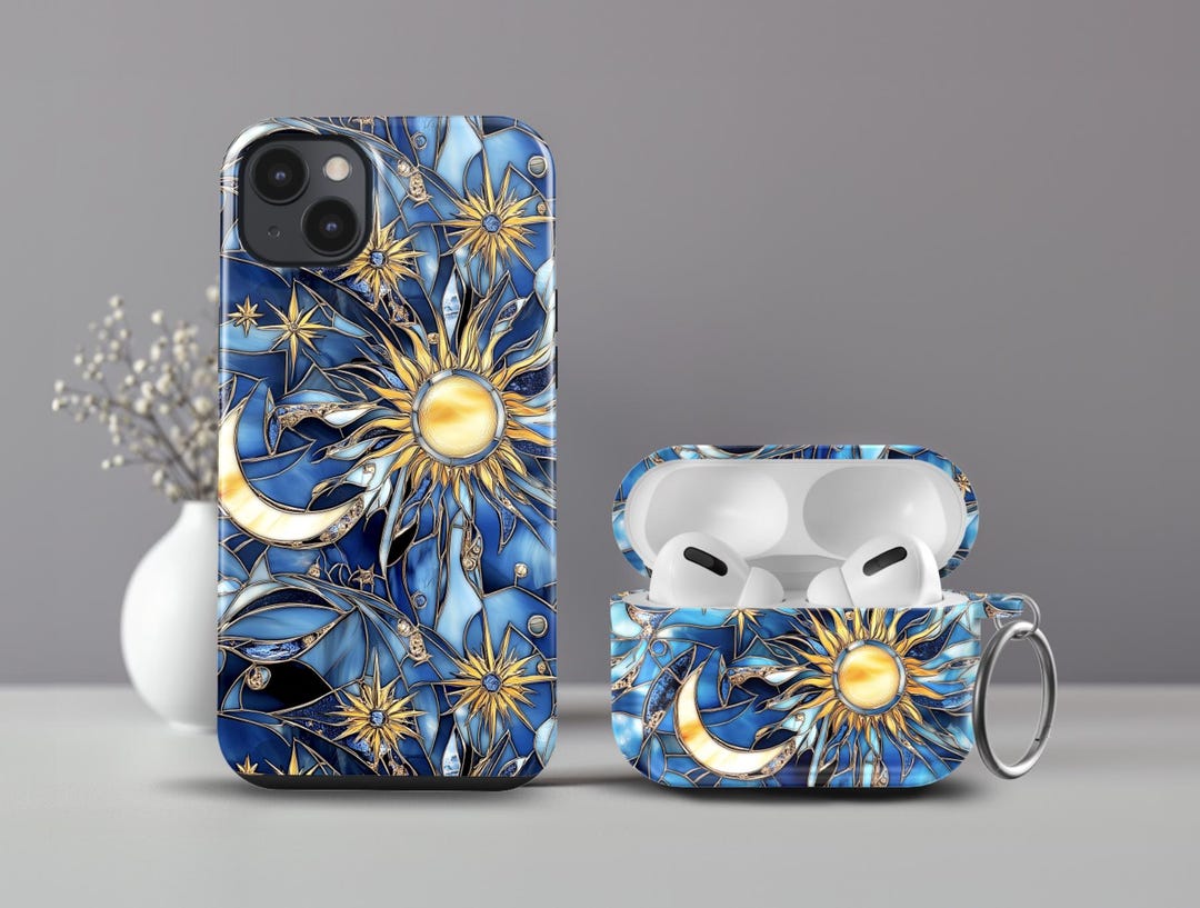 Celestial Sun and Moon 3D Phone Case for iPhone 15 Pro Max and Airpods ...