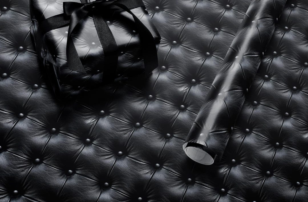 Luxurious Black Tufted Leather Wrapping Paper Elegant Upholstery ...