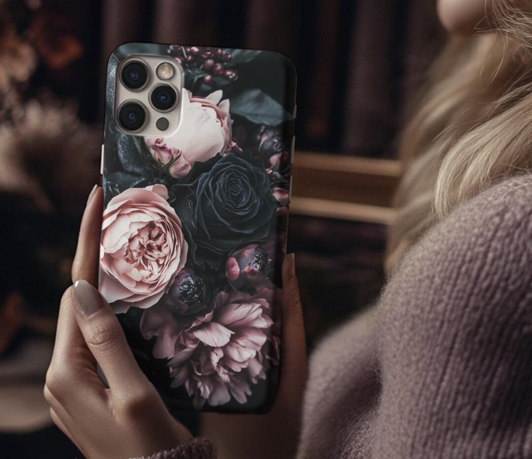 3D Dark and Pink Roses Phone Case – Elegant Gothic Floral Design ...
