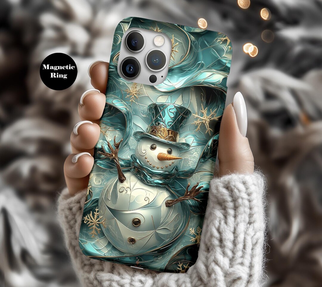Whimsical Stained Glass Snowman Phone Case | 3D Winter Wonderland ...
