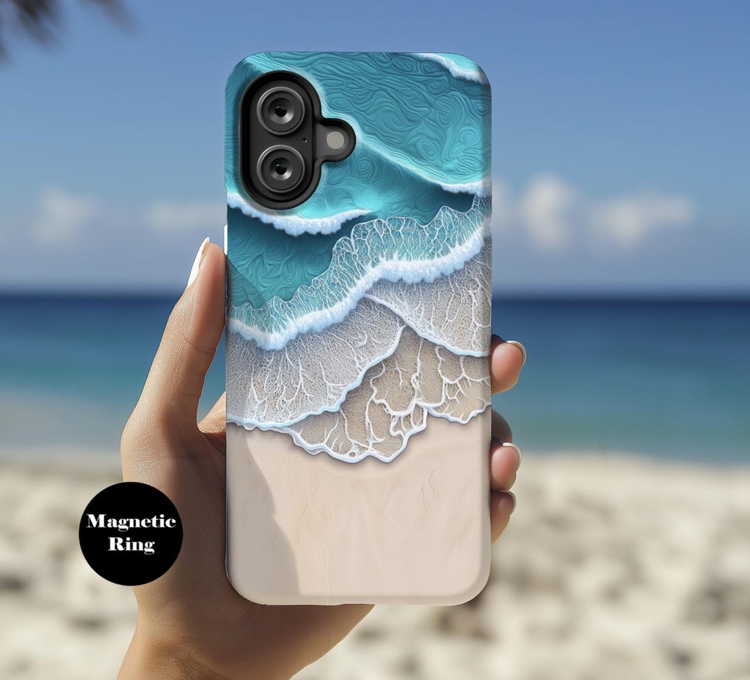 Ocean Wave Beach Texture iPhone Case – Coastal Art Phone Cover With 3D ...