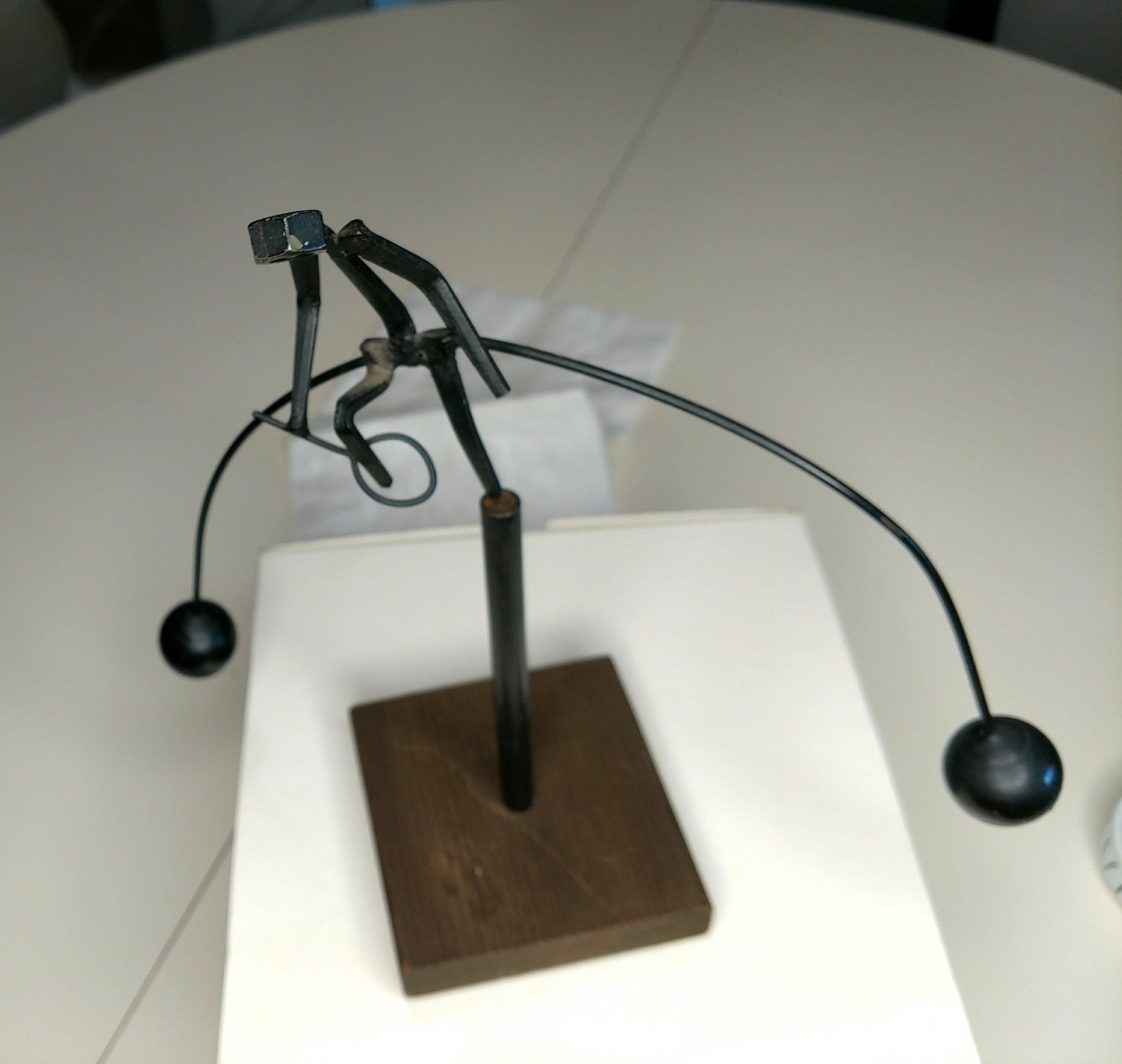 Unique Vintage Metallic Kinetic Sculpture of Balancing Spinning Man ...