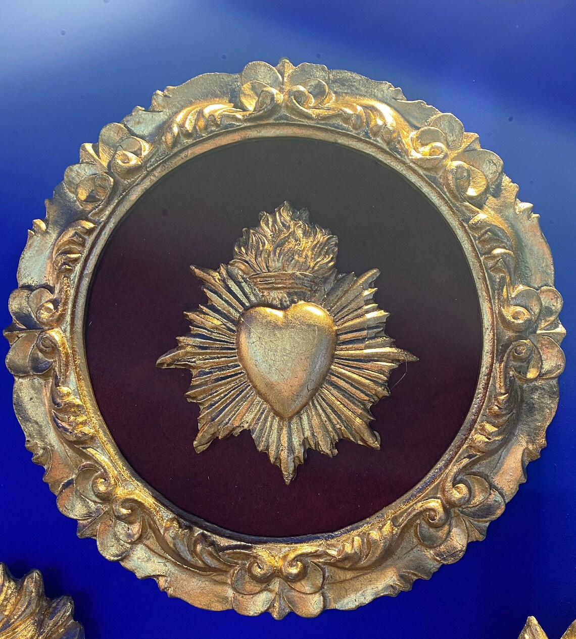 Italian Florentine Sun Frame Ex Voto Saint Heart Wood Gold Baroque ...