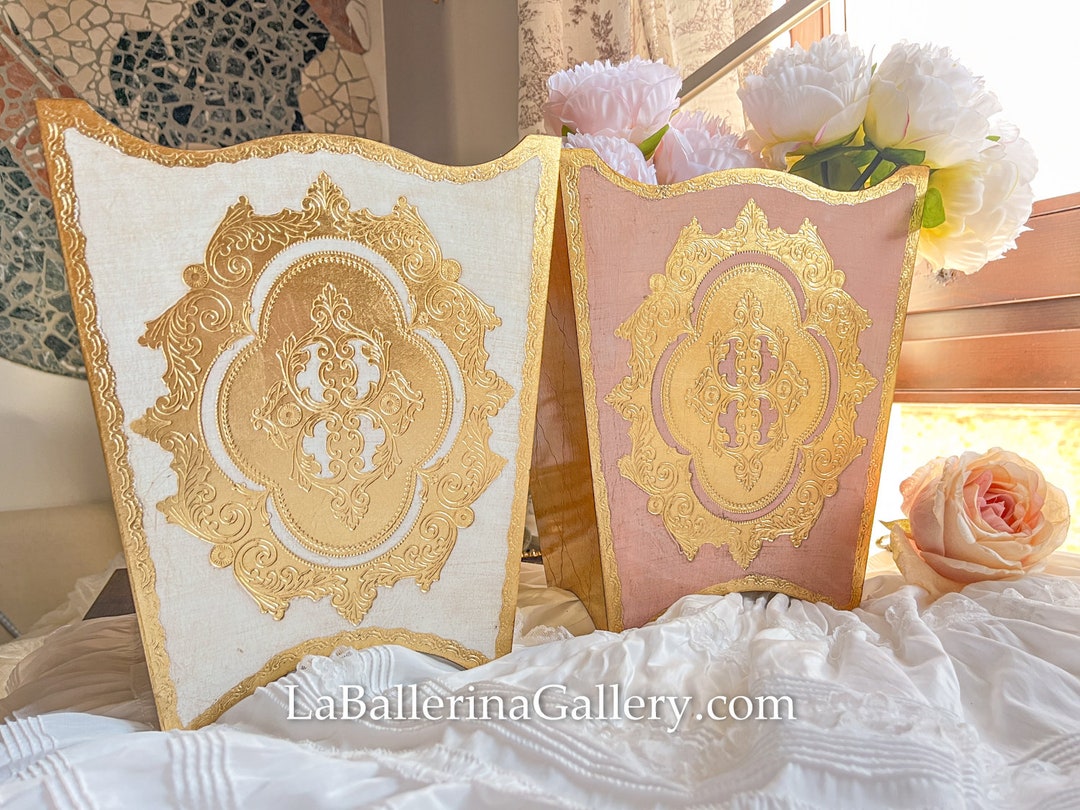 Italian Florentine Tray Wood Gold Baroque Rococo Luxury Royal Bin Trash ...