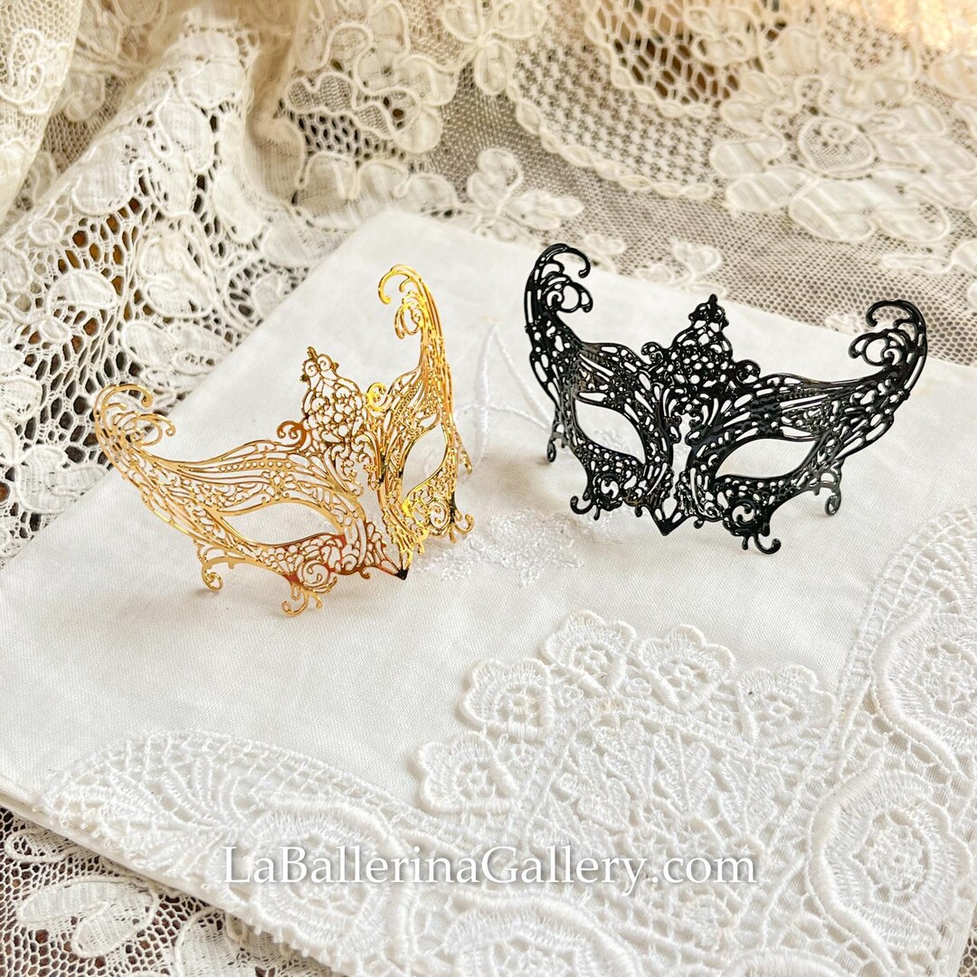 Italian Venice Metal Mini Mask for BJD Doll Use Gold Black Decor DIY ...