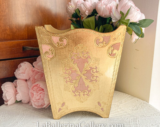 Italian Florentine Tray Wood Gold Baroque Rococo Luxury Royal Bin Trash ...