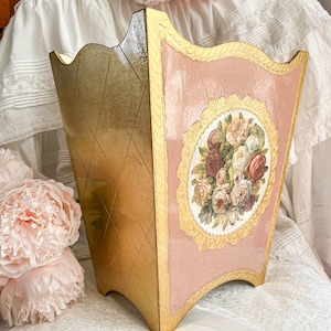 Italian Florentine Tray Wood Gold Baroque Rococo Luxury Royal Bin Trash ...