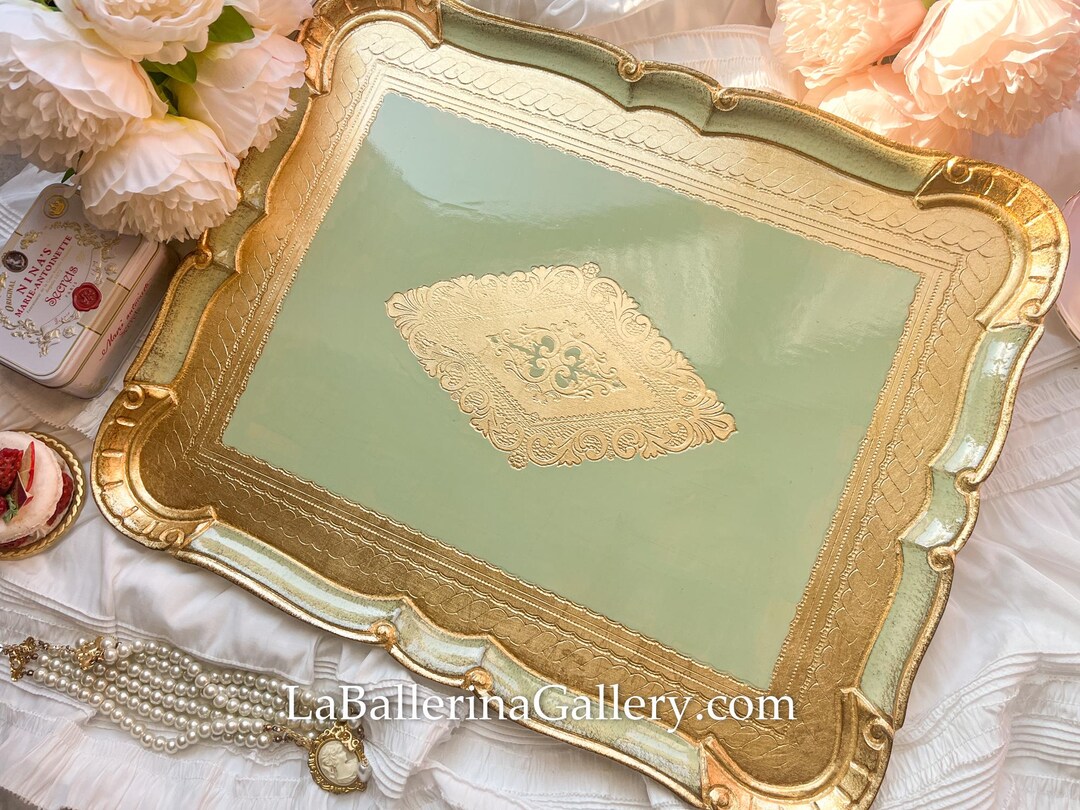 Italian Florentine Tray Wood Gold Baroque Rococo Decorative Tea Board ...