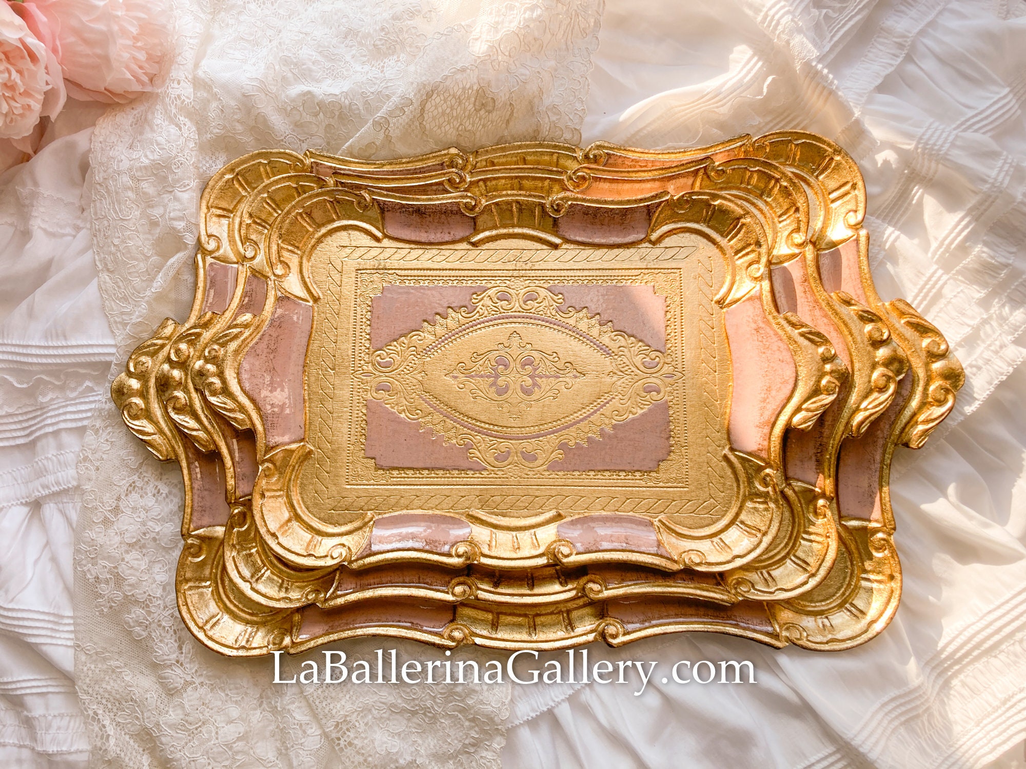Italian Florentine Tray Hand Paint Wood Gold Baroque Rococo - Etsy