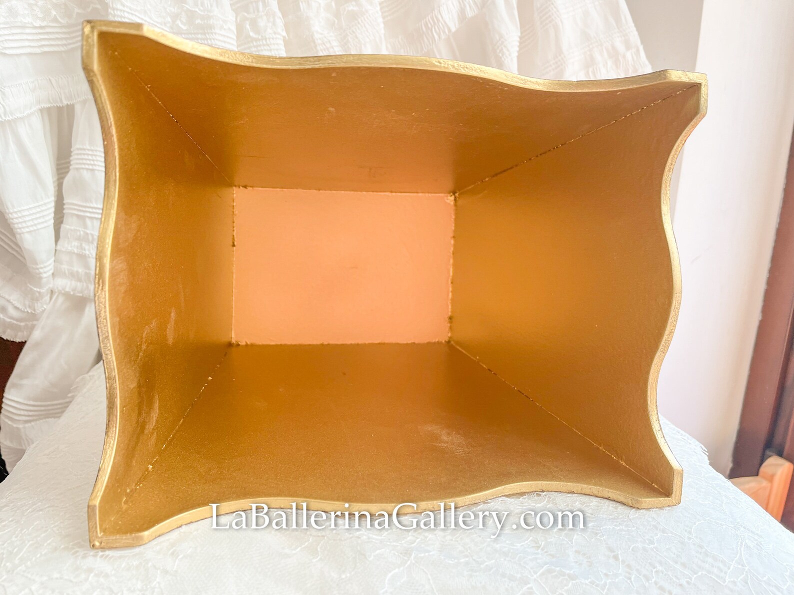 Italian Florentine Tray Wood Gold Baroque Rococo Luxury Royal Bin Trash ...
