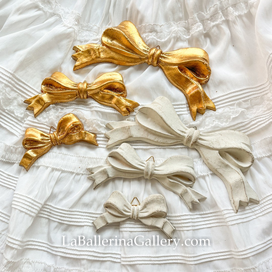 Italian Florentine Ribbon Bow Wall Hanging Wood Gold Baroque Rococo ...