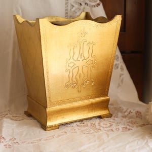 Italian Florentine Tray Wood Gold Baroque Rococo Luxury Royal Bin Trash ...