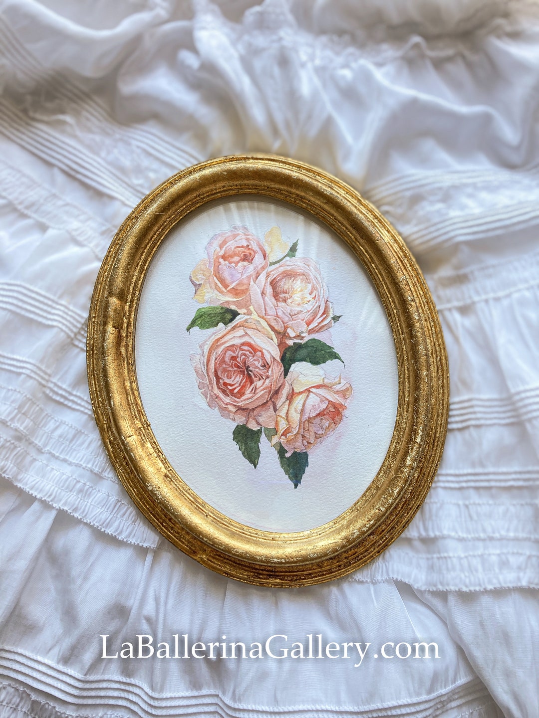 Original Rose Watercolor Painting With Italian Florentine - Etsy