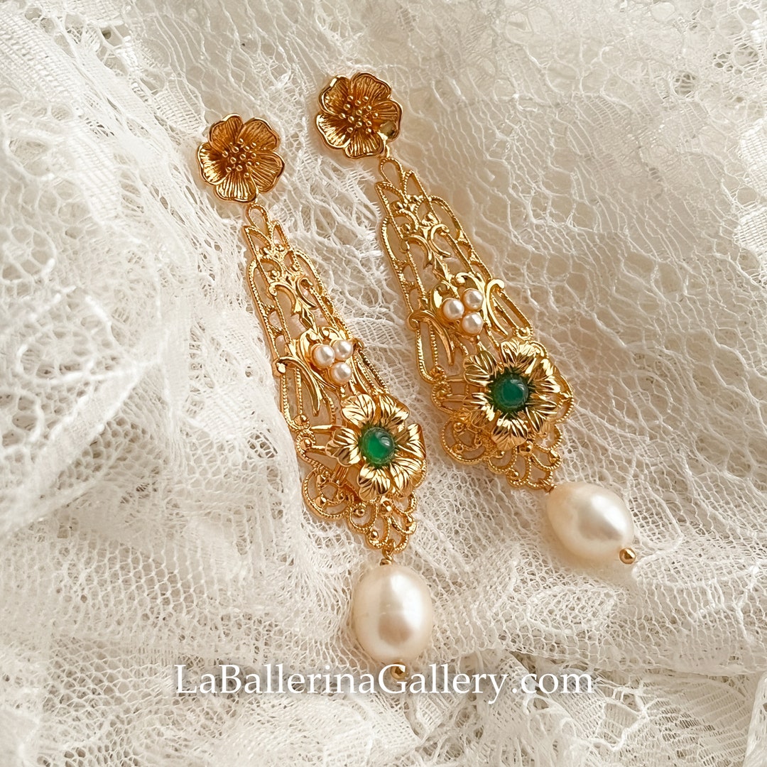 Italian Renaissance Jewelry Earrings Pearl Baroque Rococo Gold Vintage ...