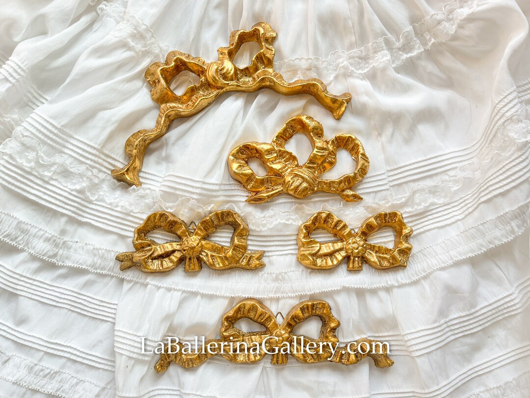 Italian Florentine Ribbon Bow Wall Hanging Wood Gold Baroque Rococo ...