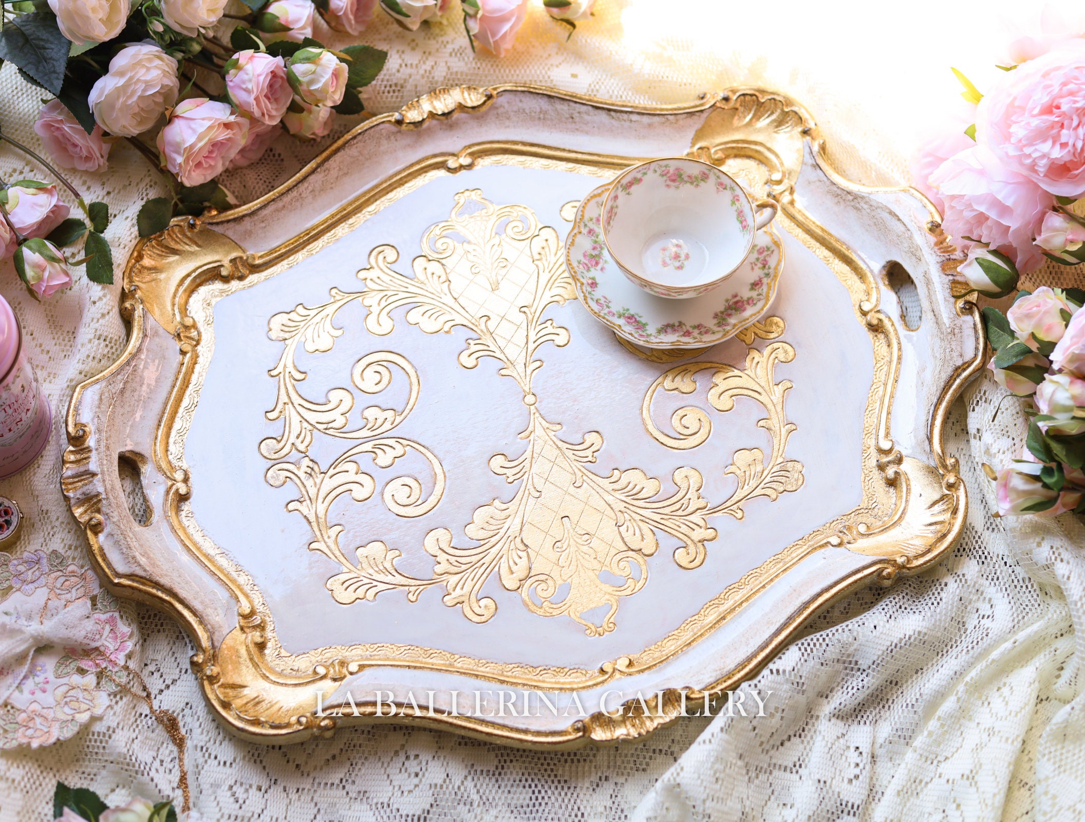 Italian Florentine Tray Wood Gold Baroque Rococo Home Decoration ...