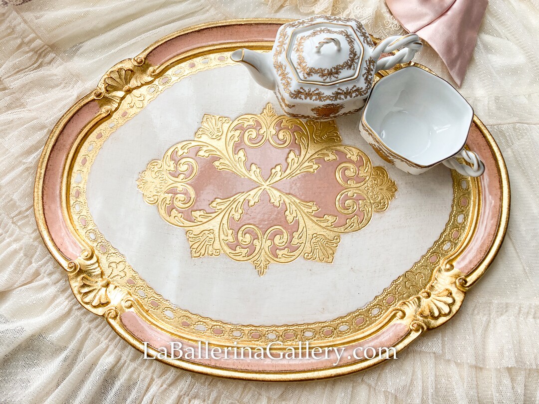 Italian Florentine Tray Wood Gold Baroque Rococo Decorative Tea Board ...