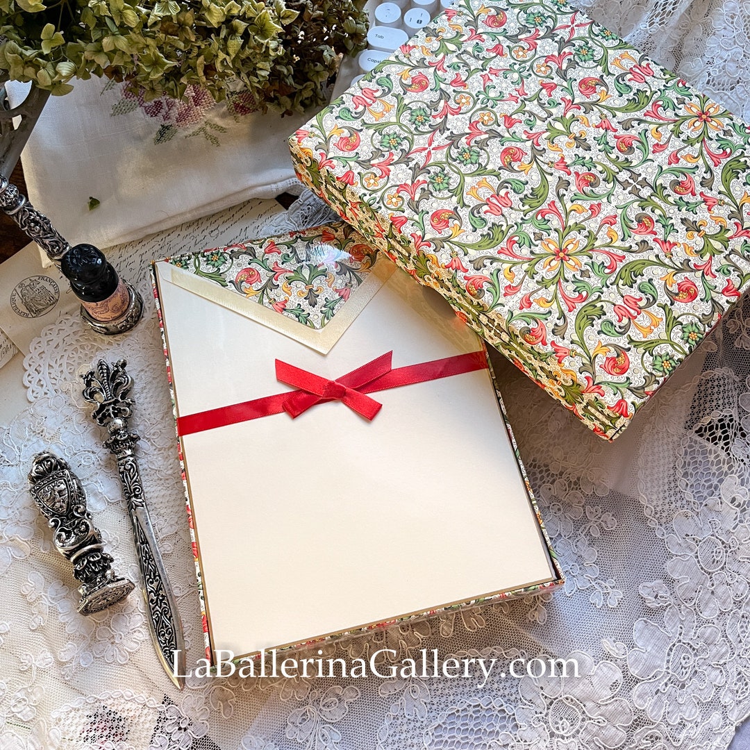 Italian Sheets and Envelopes 10 Letter Paper Box Florentine Florence ...