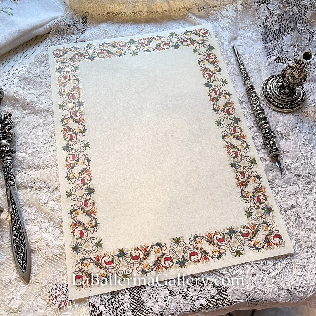 Italian Parchment Paper Certificate Diploma Print Old Florentine ...