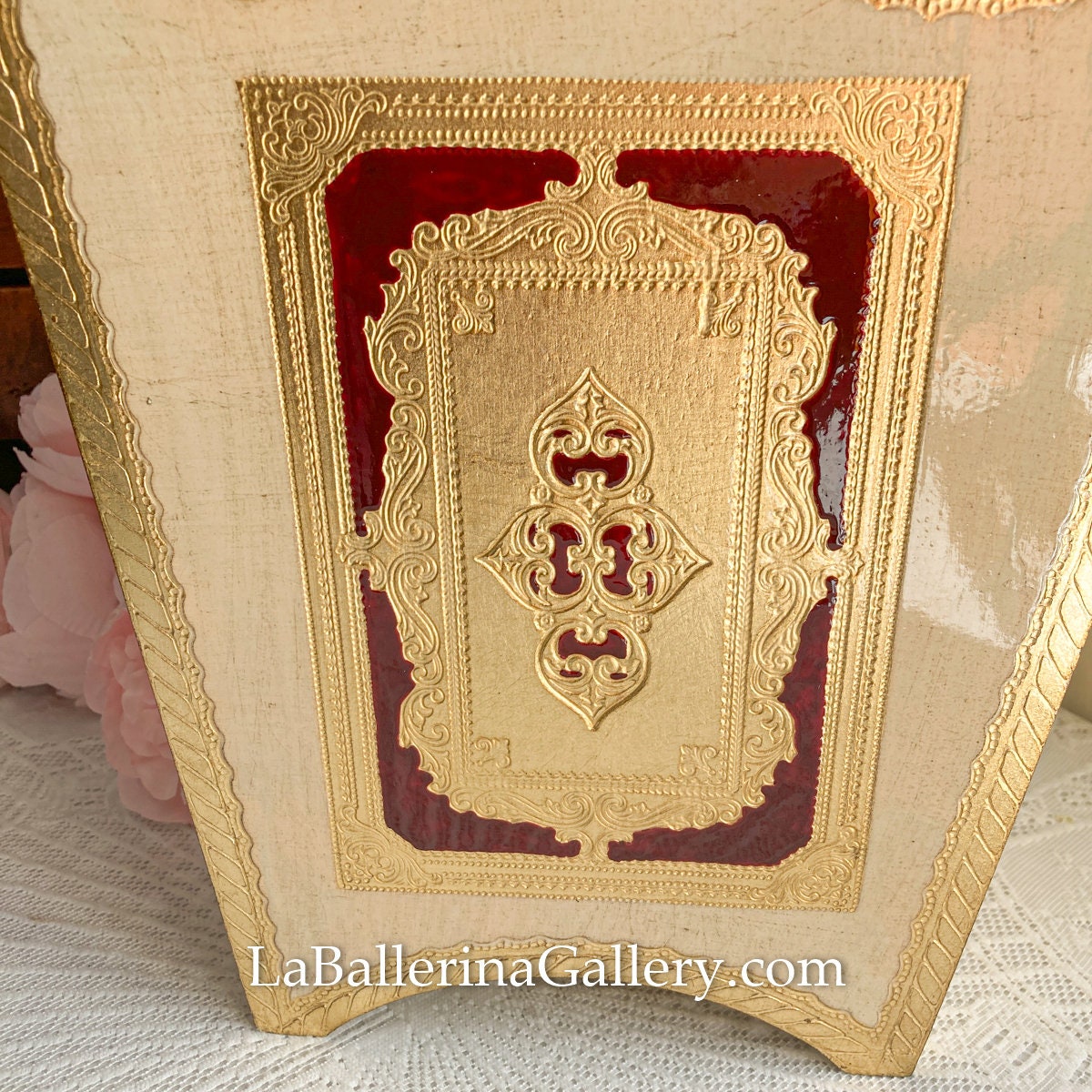 Italian Florentine Tray Wood Gold Baroque Rococo Luxury Royal Bin Trash ...