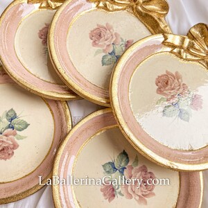 2 Pieces Italian Florentine Coasters Rose Ribbon Bow Baroque Rococo ...