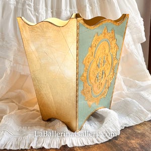 Italian Florentine Tray Wood Gold Baroque Rococo Luxury Royal Bin Trash ...