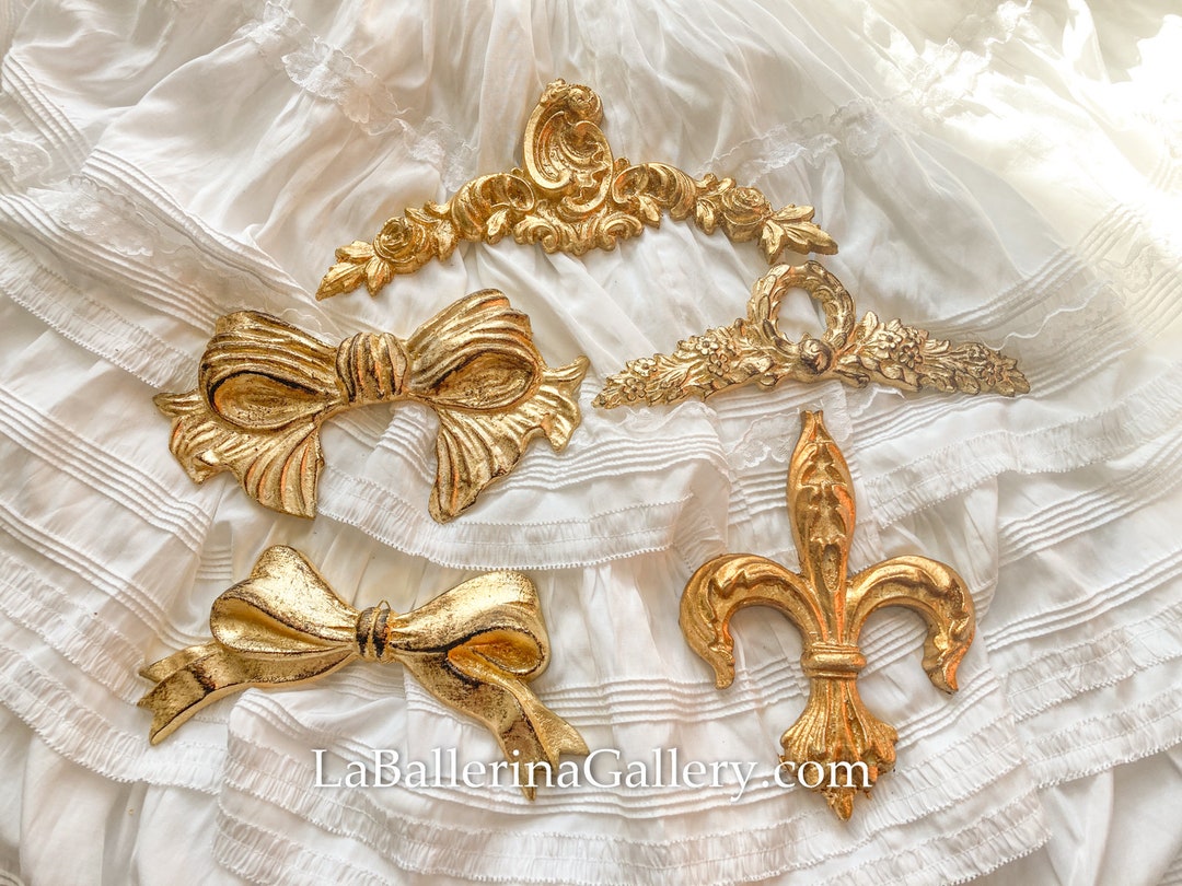 Italian Florentine Ribbon Bow Wall Hanging Wood Gold Baroque Rococo ...